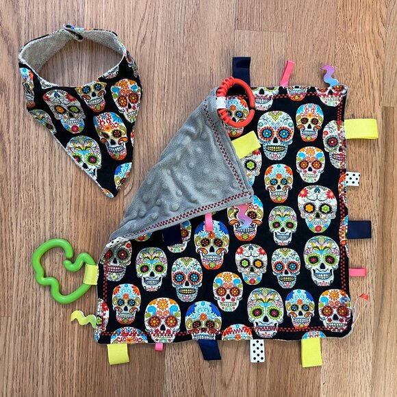 Other | Sugar Skull Drool Bib And Tactile Blanket | Poshmark